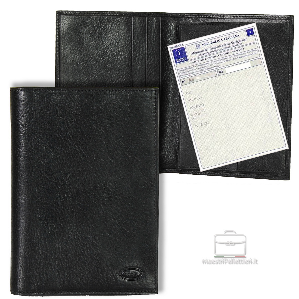 Car’s document leather holder folding wallet, made in Italy - Adpel