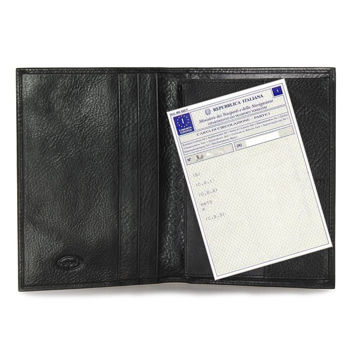 Car’s document leather holder folding wallet, made in Italy - Adpel